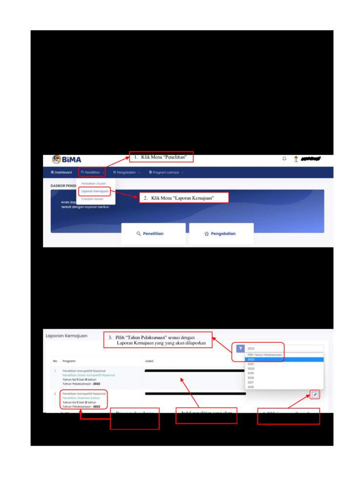 Lampiran II Panduan Mengunggah Laporan Kemajuan dan SPTB 70% Penelitian ...